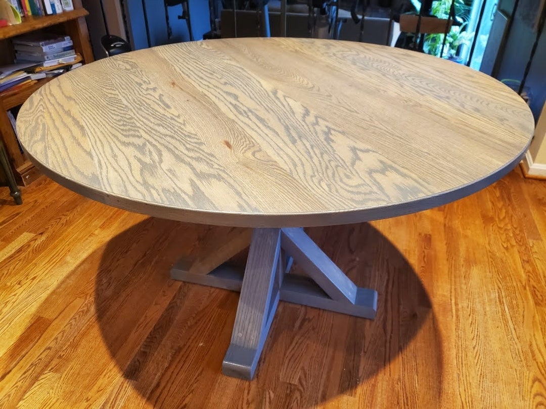 Custom Round Trestle Table - Oak - Etsy