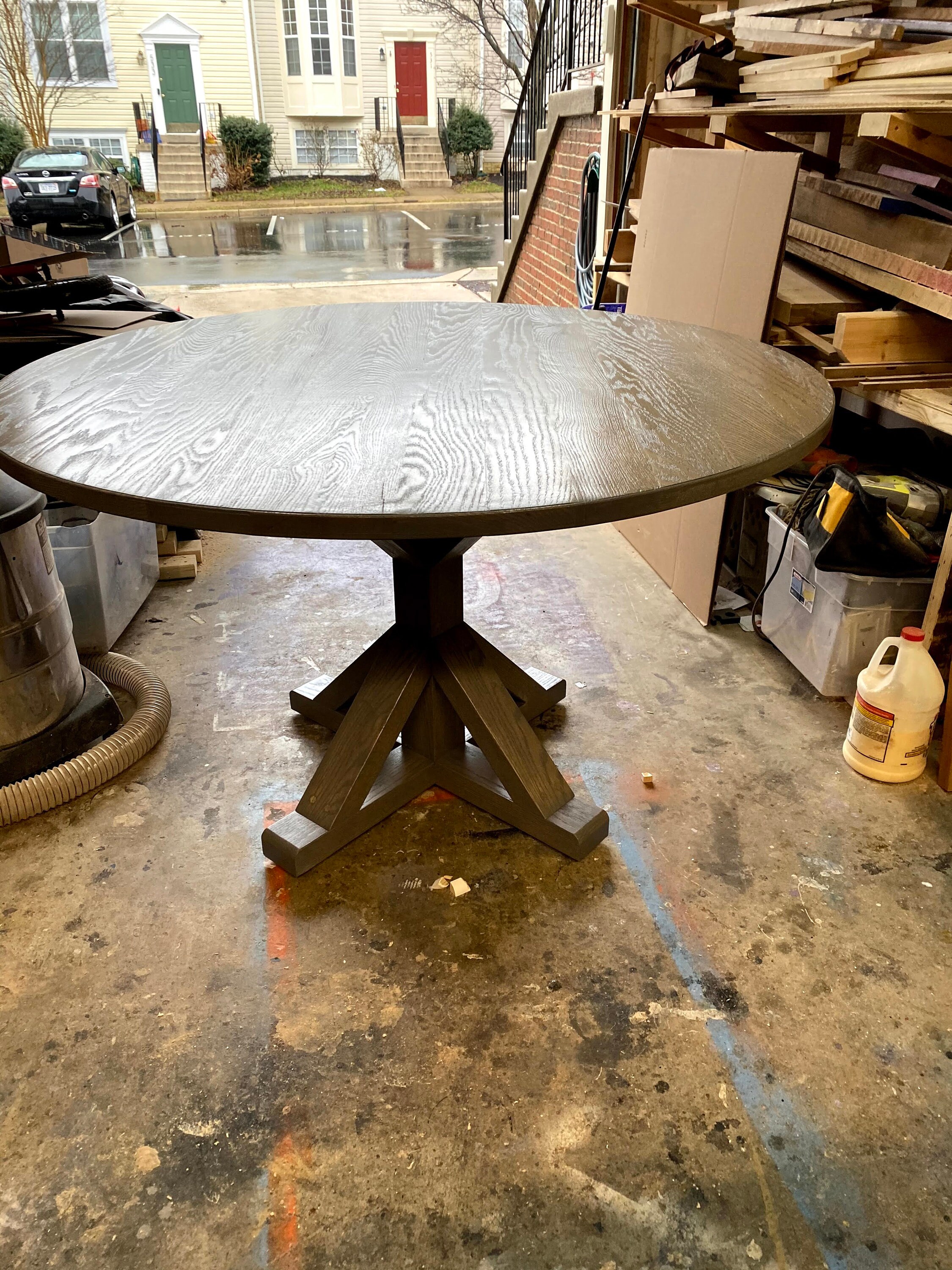 Custom Round Trestle Table - Oak - Etsy