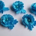10 3cm Beautiful Satin Blue Padded Roses / Flowers and Leaves With ...
