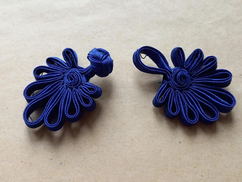 1 Beautiful Navy Blue Satin Frog Fasteners 8cm X 2.5cm - Etsy