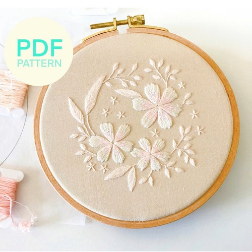 Neutral Floral Embroidery Pattern. Beginner Embroidery. PDF - Etsy