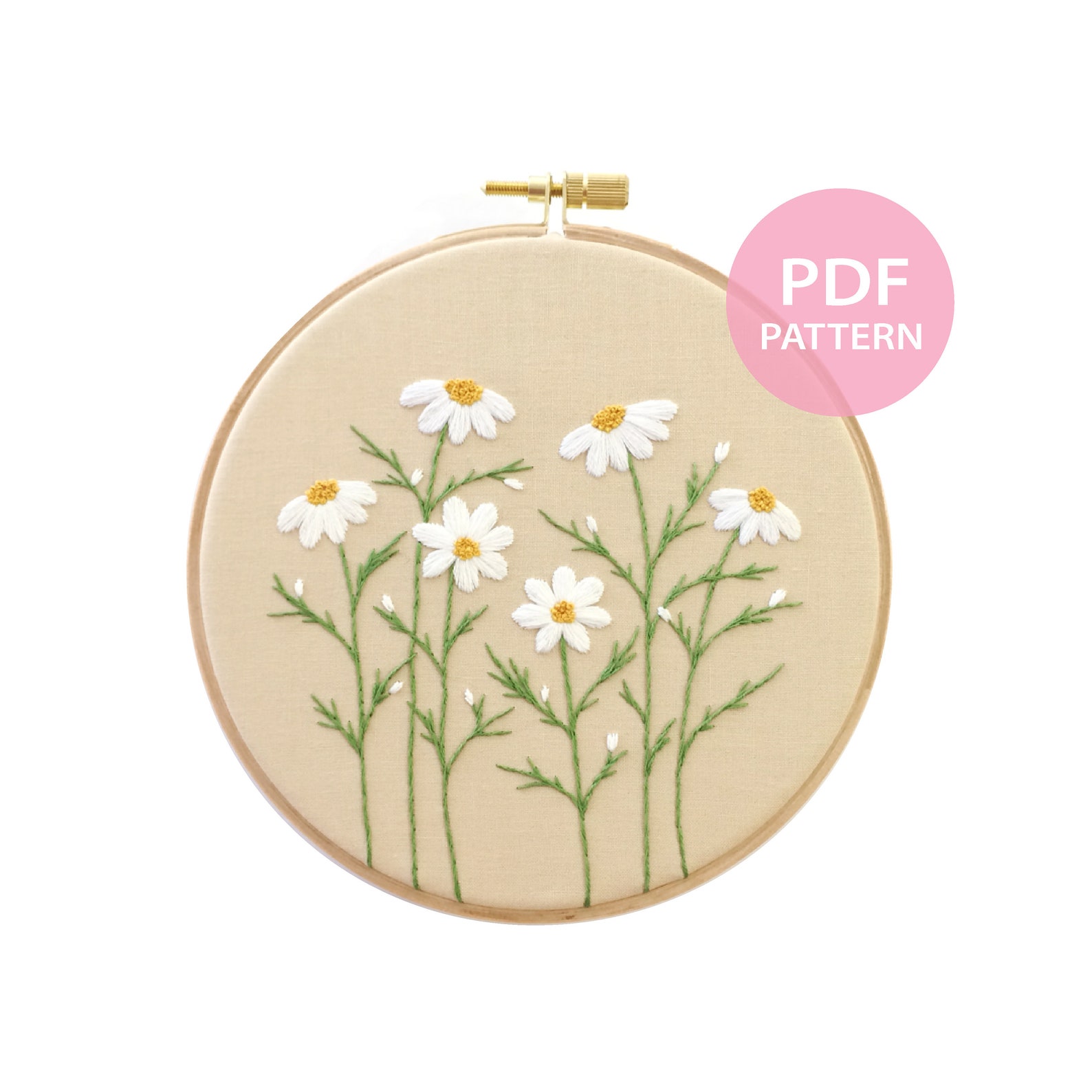 Hand Embroidery PDF Pattern. DAISY Hand Embroidery Pattern, Digital ...