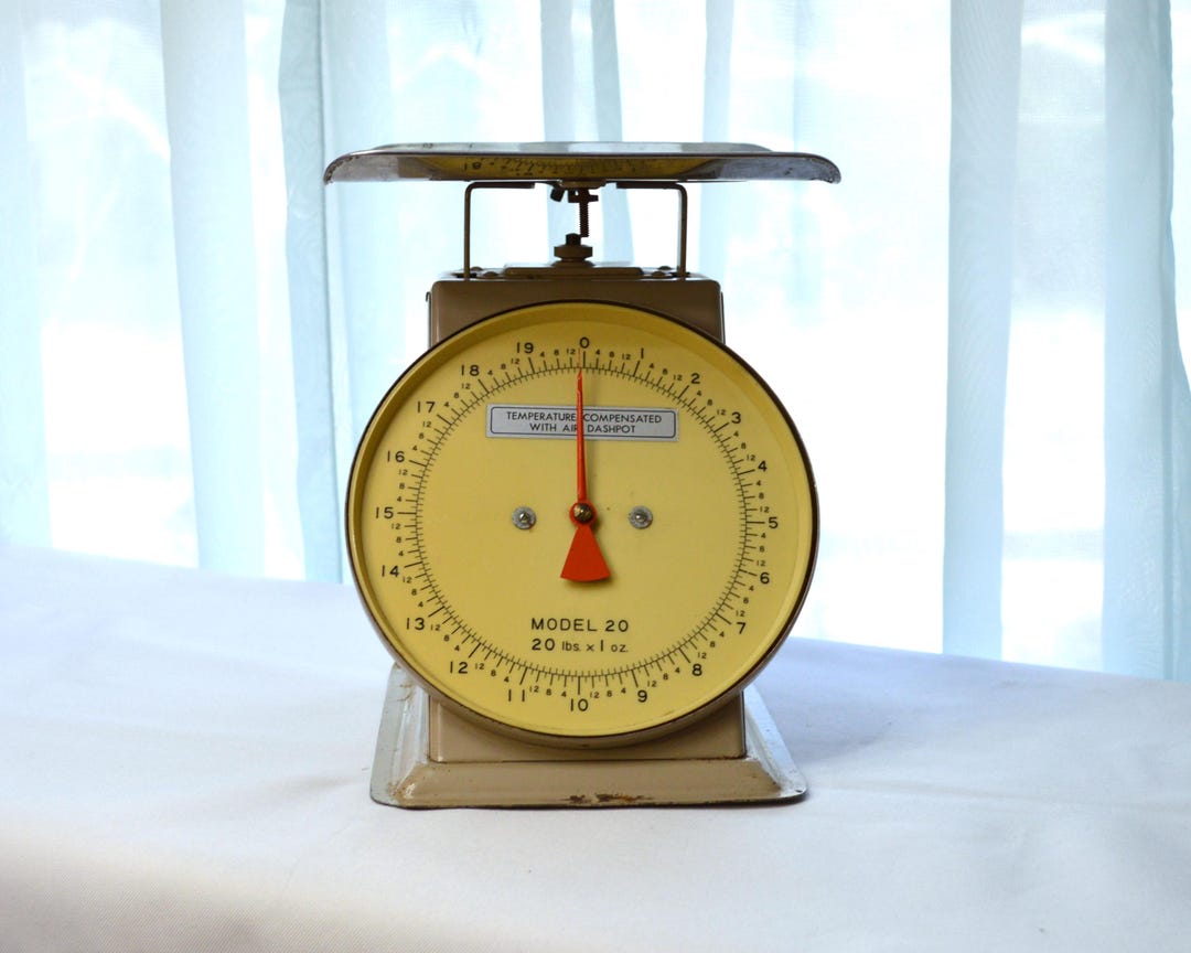 Vintage Postal Scale, 20-pound Analog, Beige Metal, Adjustable ...