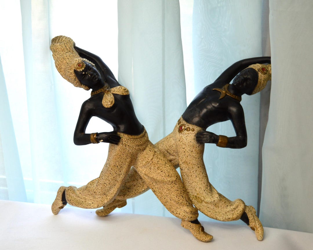 Vintage Chalkware Plaques, Acrobats, Dancers, Midcentury 1950s Black ...