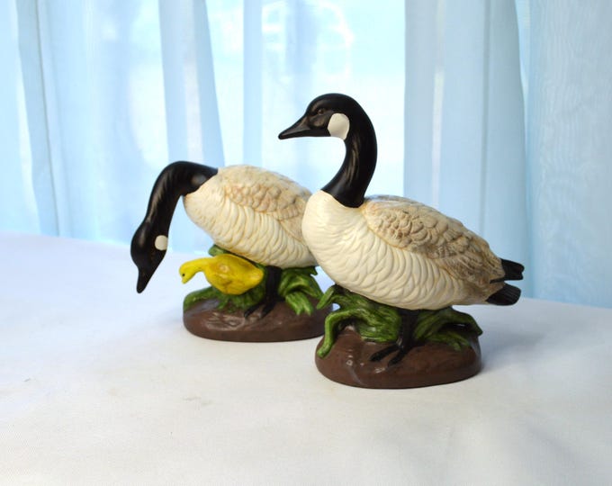 Canada Goose Figurines, Set of Two Large Goose Family Ceramic Statues ...