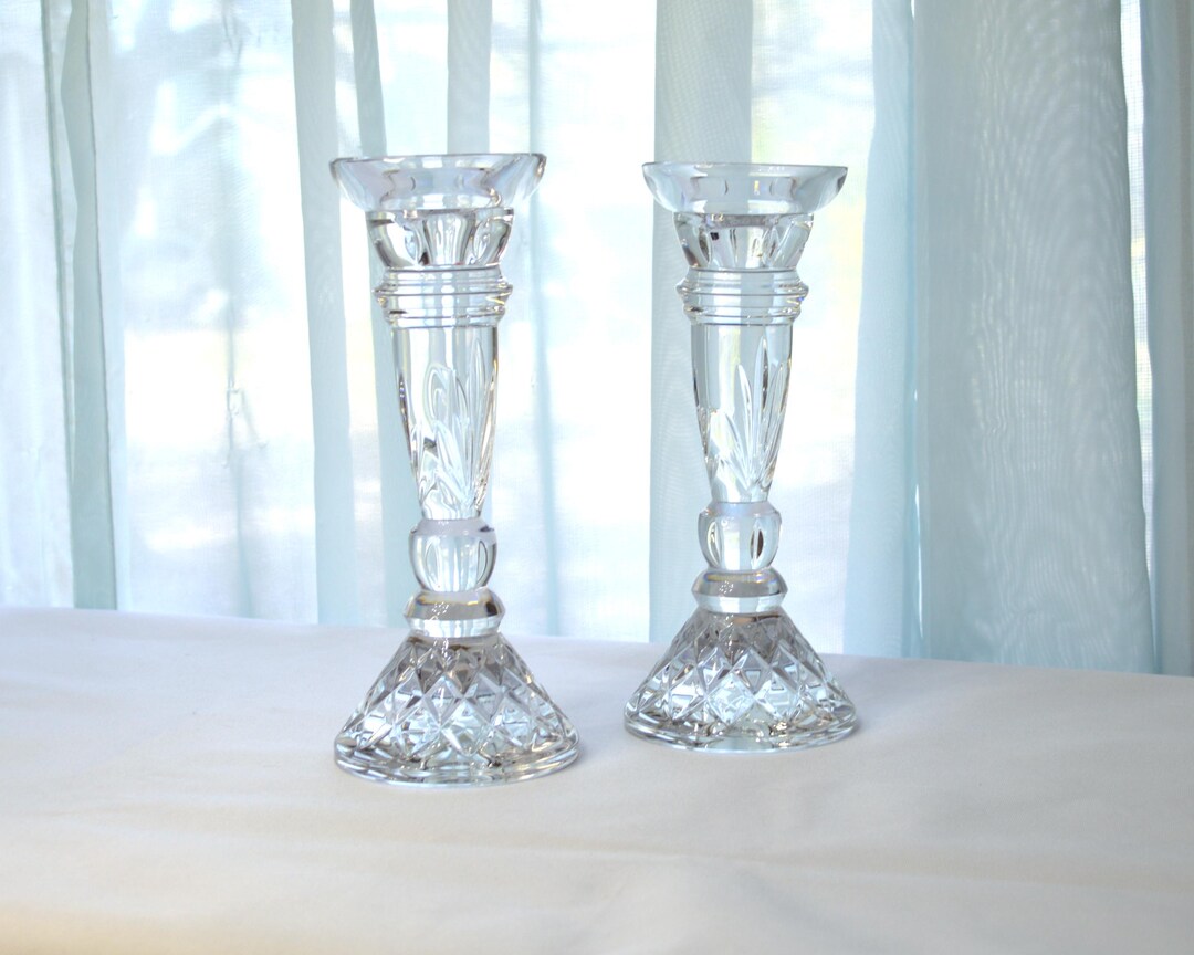 Heavy Crystal Candlesticks for Taper Candles, Set of 2 - Etsy