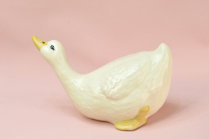 Cute Ceramic Goose Figurine White Goose With Yellow Bill - Etsy