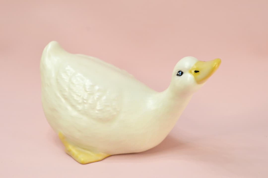 Cute Ceramic Goose Figurine, White Goose With Yellow Bill, Matte Glaze ...