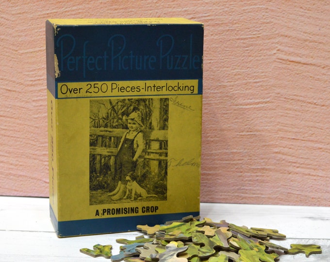 Vintage Perfect Picture Puzzle, A Promising Crop, 1940s, 14.5 by 11 ...