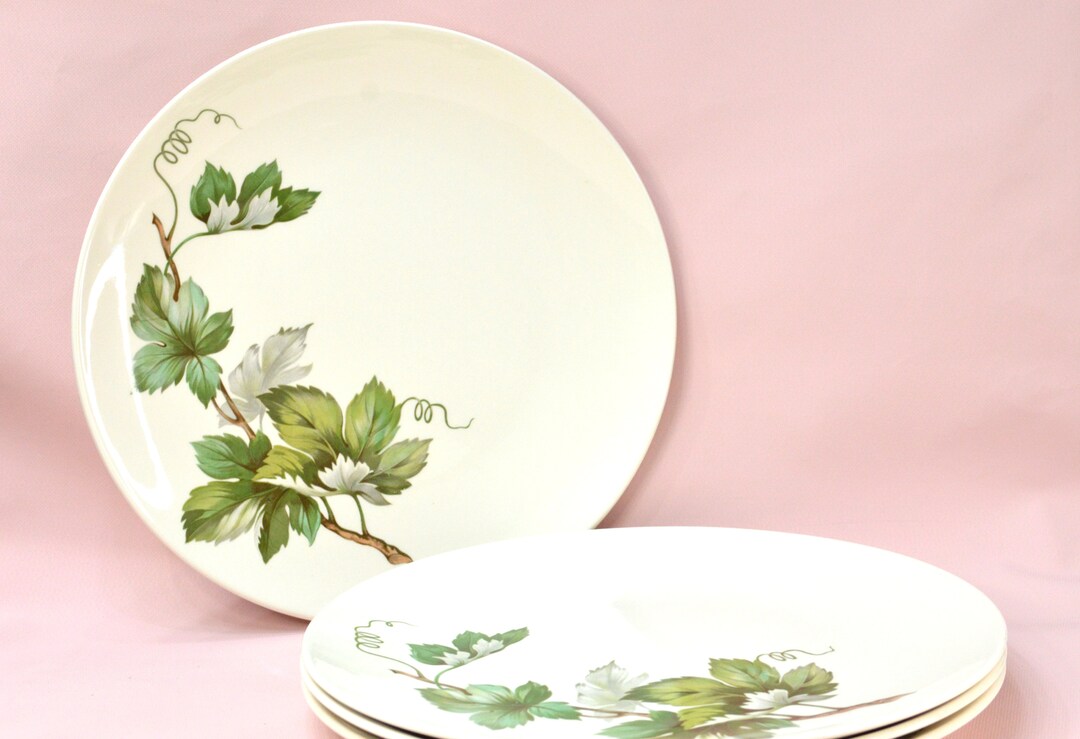 Vintage Knowles Grapevine 10 Inch Dinner Plates, White Plates With ...
