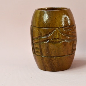 Hawaiian Carved Wood Cups, Set of 12, Perfect for Tiki Bar or Beach ...