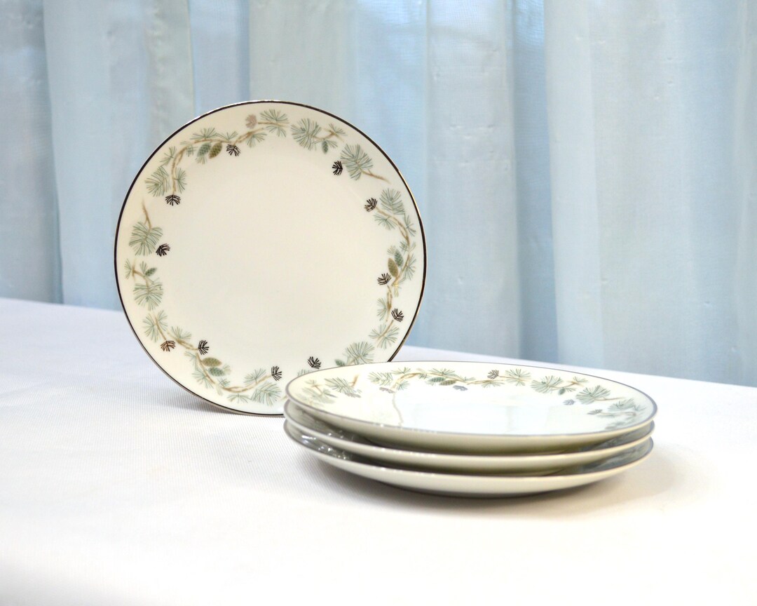 Vintage Noritake Pinetta Side or Bread and Butter Plates, Green and ...