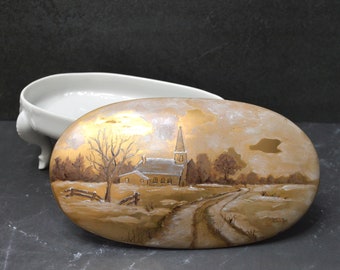 Hand Painted Ceramic Church - Etsy