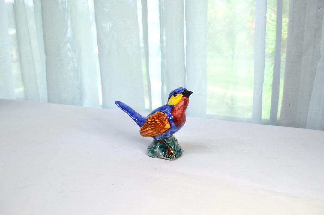 Vintage Ceramic Blue Bird Figurine - Etsy