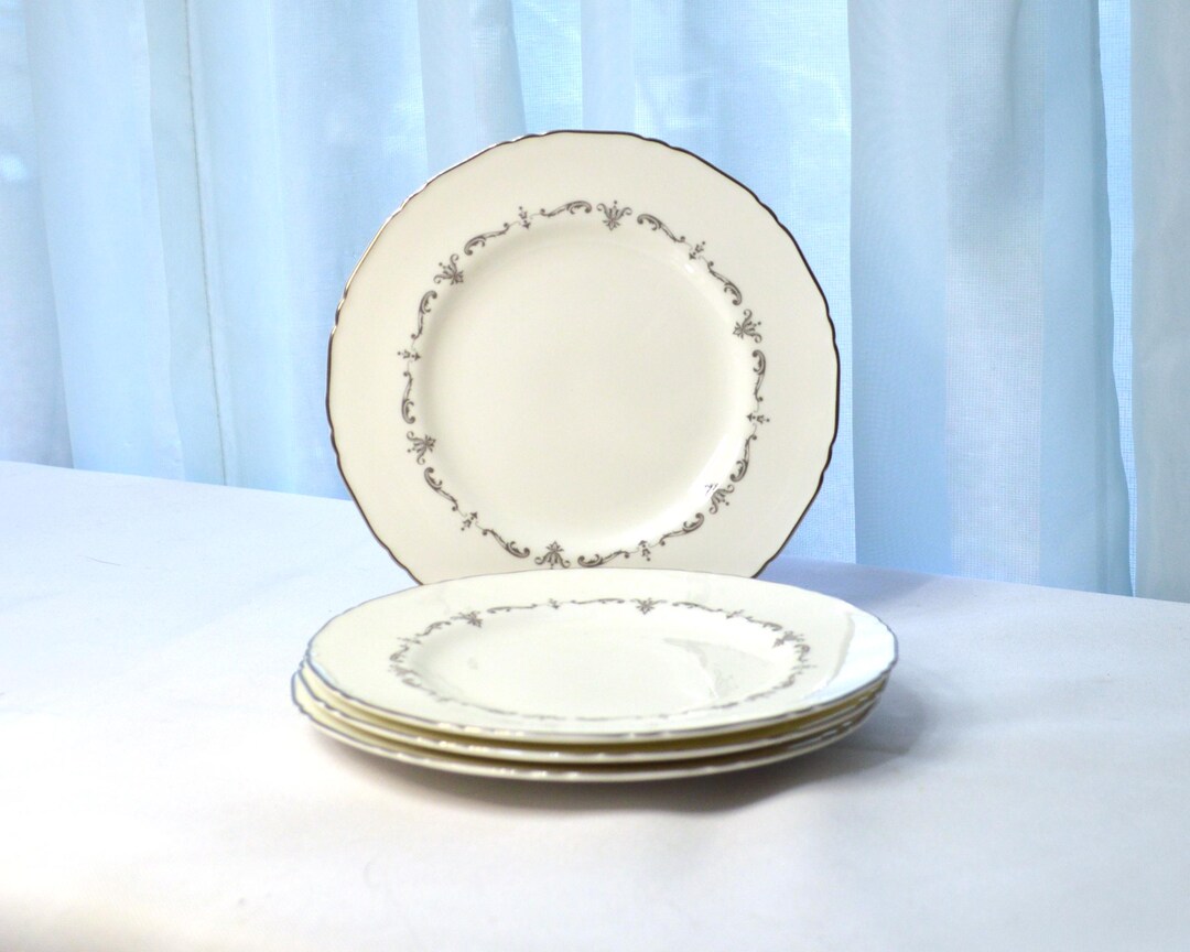 Vintage Royal Worcester Silver Chantilly Salad Plates, White Bone China ...