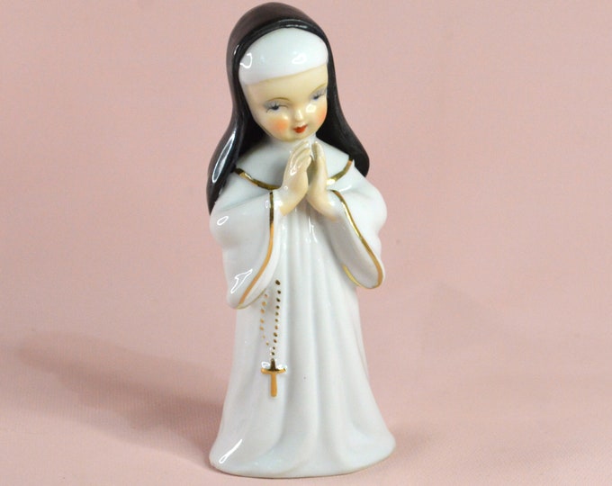 Porcelain Nun Figurine With White Robes and Black Veil by Lipper and ...