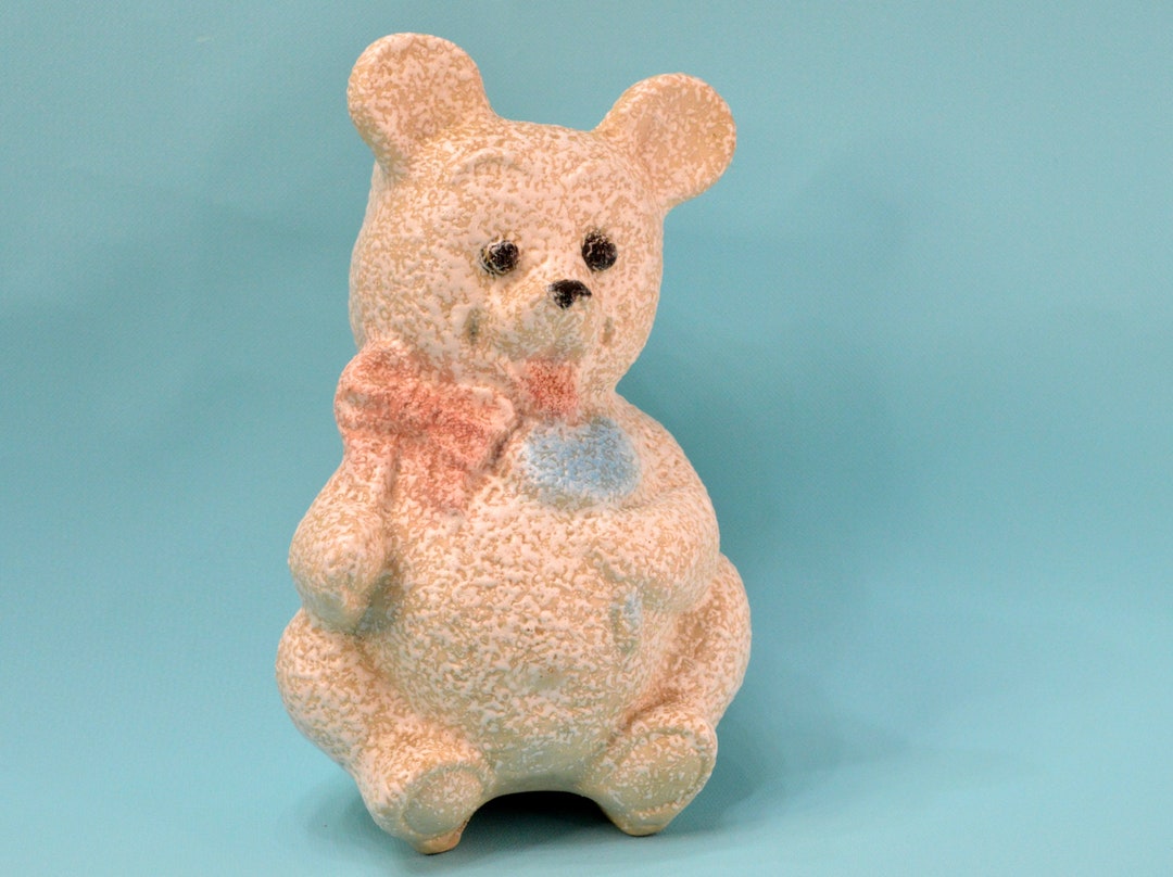 Teddy Bear Nursery Planter, Beige Bear With Lollipop and Pink Bow by ...