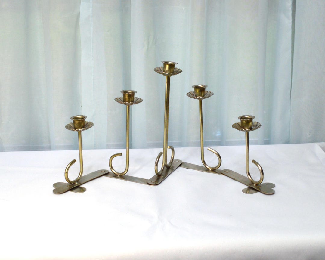 Vintage Folding Metal Candle Holder, Flexible Adjustable Candleabra for ...