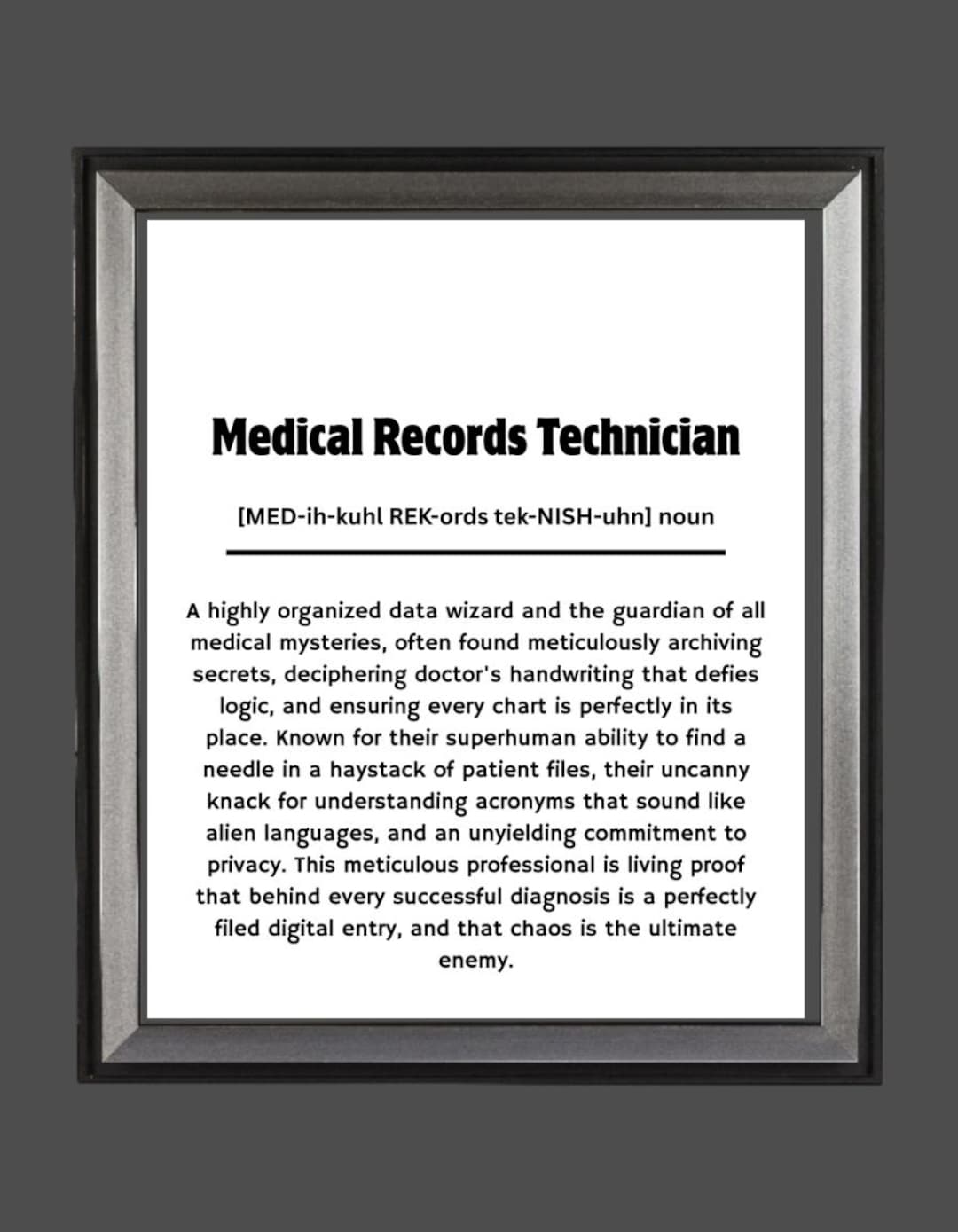 Funny Medical Records Technician Definition Wall Art PNG | Healthcare ...