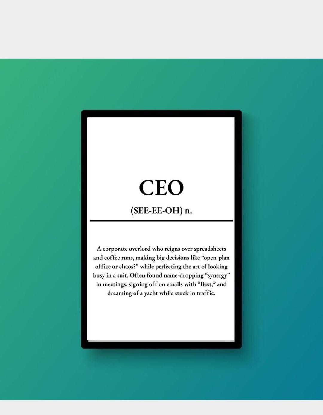 Funny CEO Definition Wall Art | Digital Download Office Decor | Boss ...
