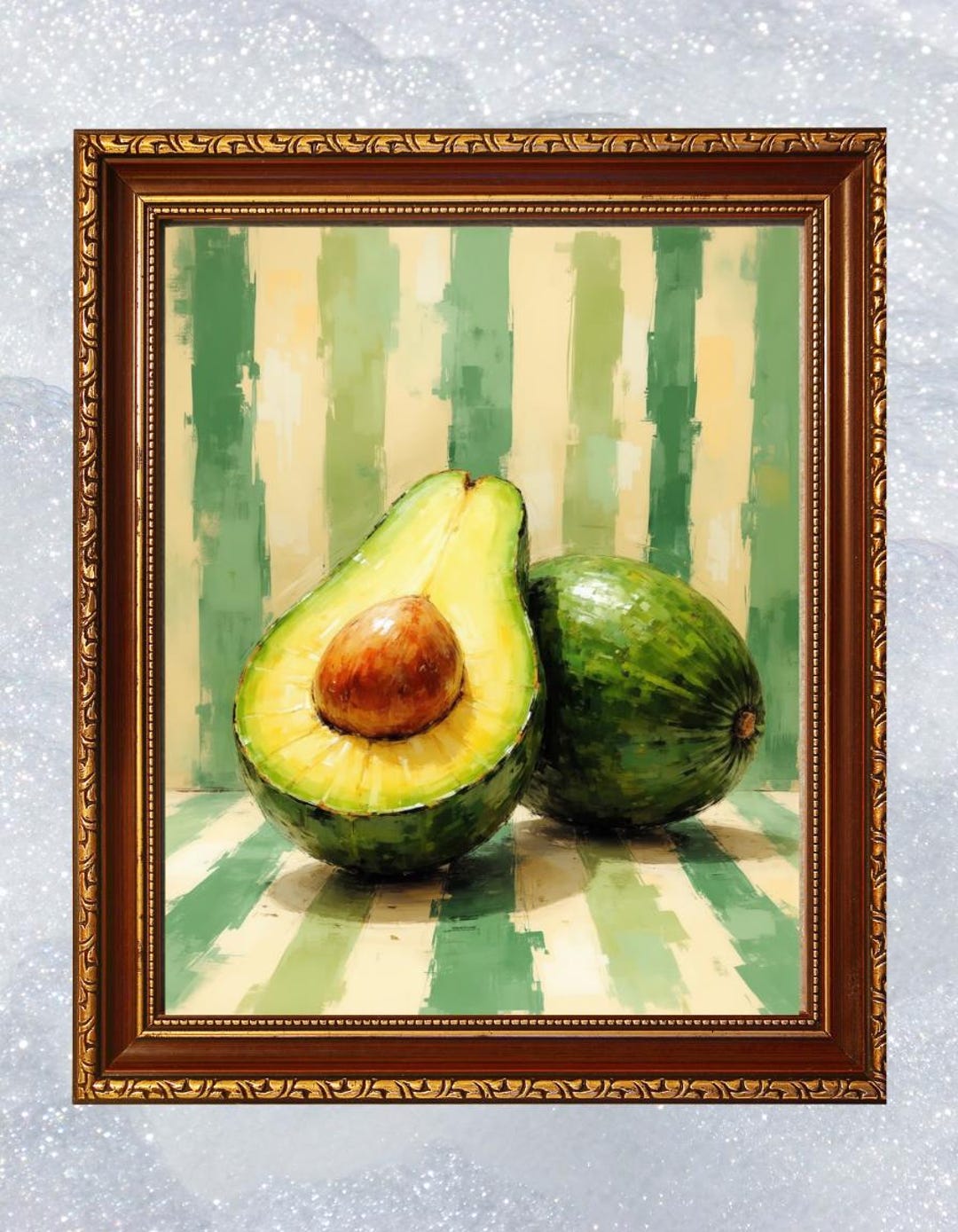 Vintage Avocado Art Print | Mid Century Modern Fruit Wall Art | Digital ...