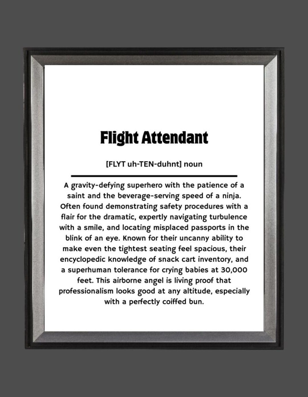 Flight Attendant Funny Definition Wall Art | Digital PNG Print | Cabin ...