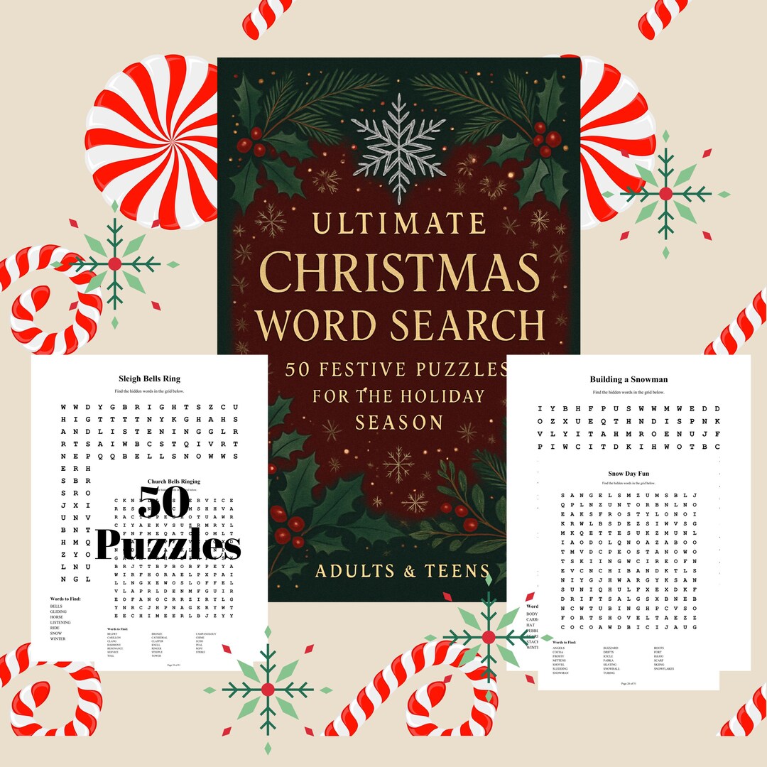 Ultimate Christmas Word Search Bundle | 50 Festive Puzzles for Adults ...