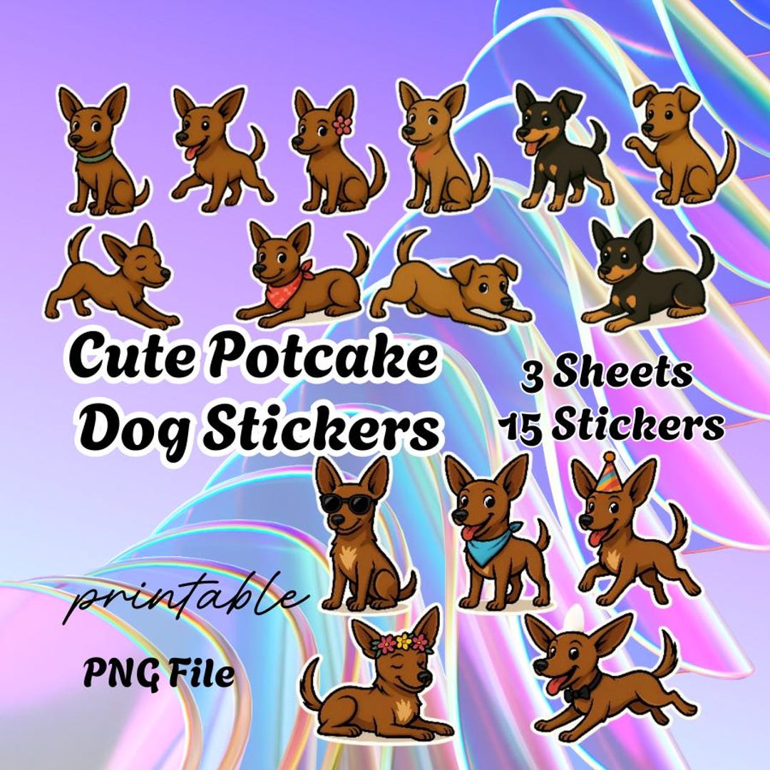 Potcake Dog Sticker Bundle PNG - Unique Pet Lover Gift -caribbean ...