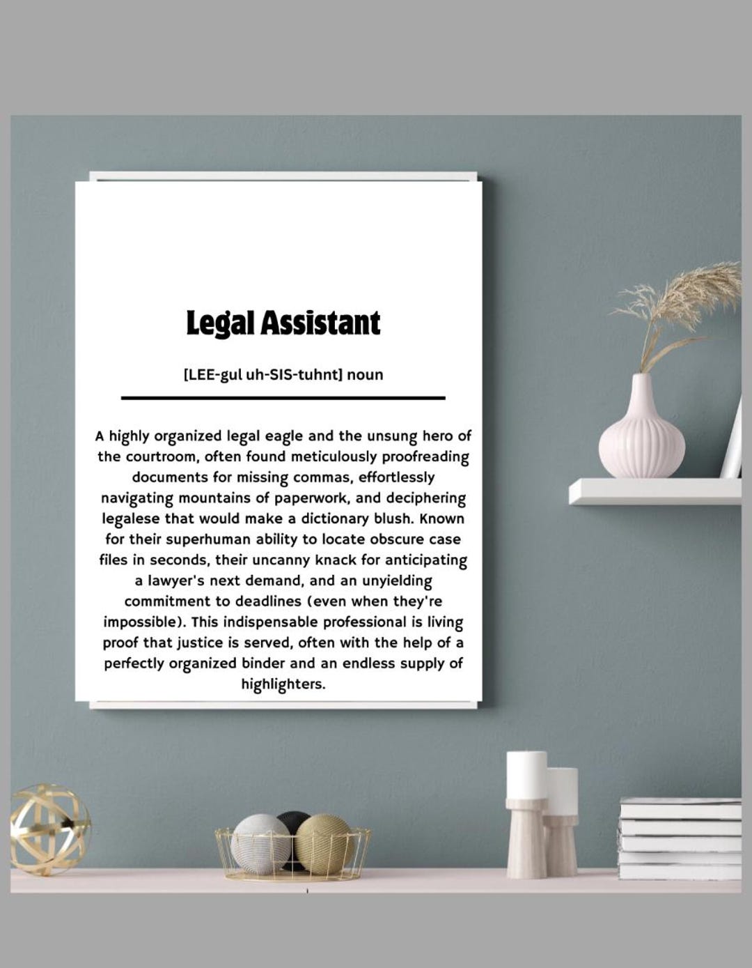 Funny Legal Assistant Definition Print | Humorous Law Office Decor ...