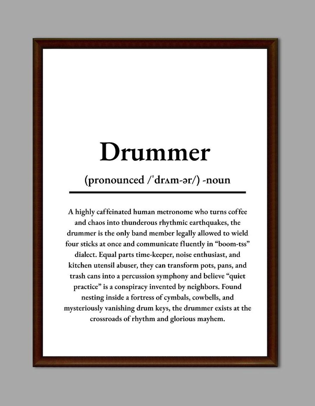 Funny Drummer Definition Art Print | Digital Download PNG | Musician ...