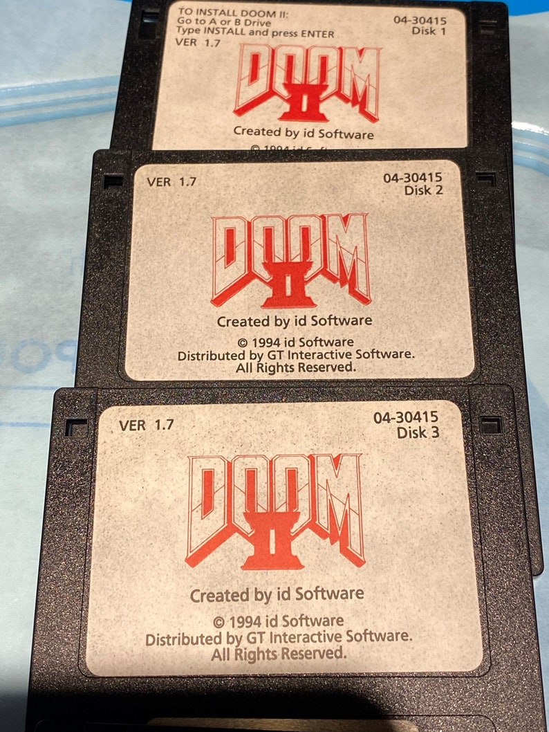 Doom II Vintage 1995 and Ver. 1.7 Five 3.5 Inch Floppy Disks - Etsy