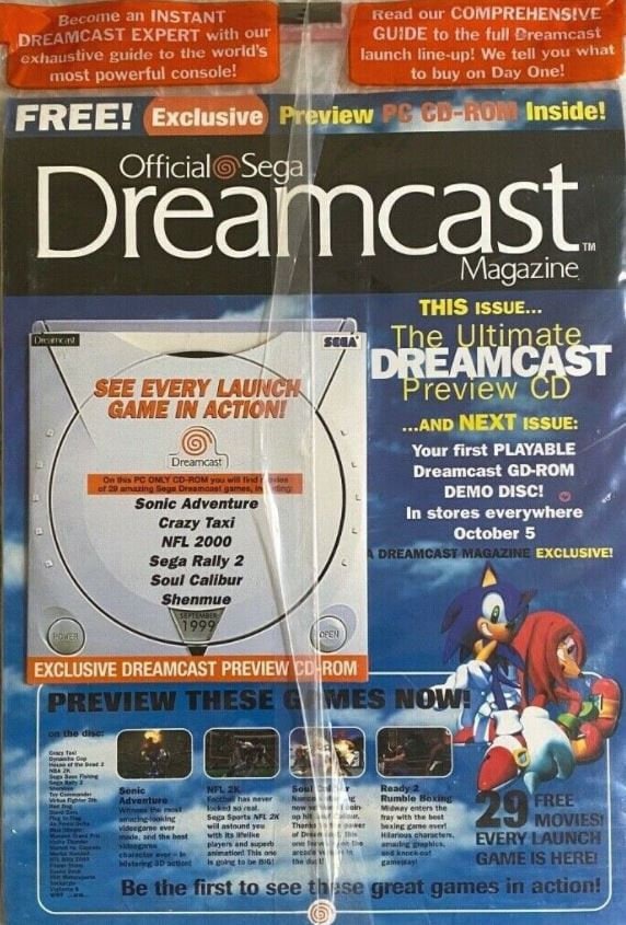 NEW Official SEGA Dreamcast Magazine Sonic Premier Issue SEALED W/ Disc ...