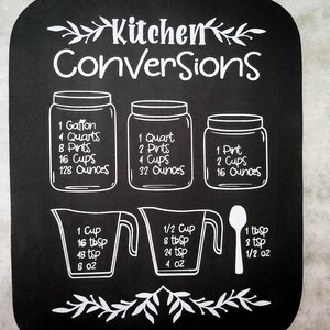 Kitchen Conversions Sign, Kitchen Conversion Cutting Board Sign ...