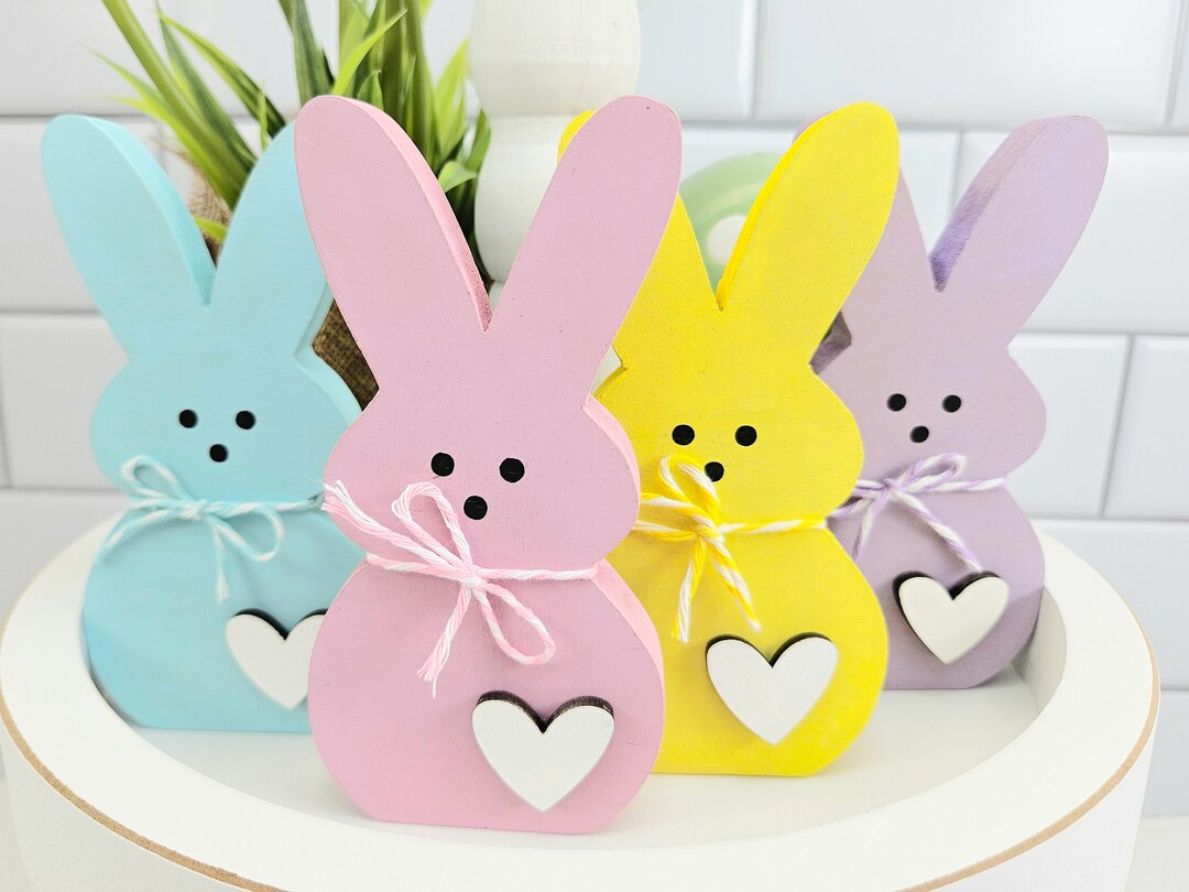 Easter Tiered Tray Decor, Peeps Tiered Tray Decor, Peeps Decor, Wooden ...