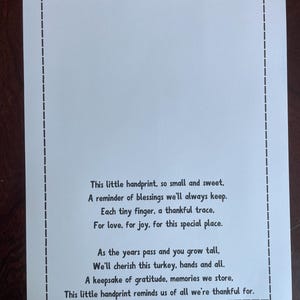 Thankful Turkey Handprint and Poem Thanksgiving/thankful Keepsake - Etsy