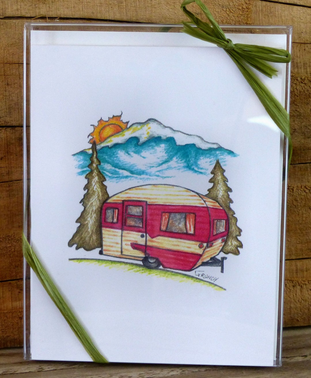 Vintage Camper Note Cards, Travel Trailer, Camping in the Mountains ...