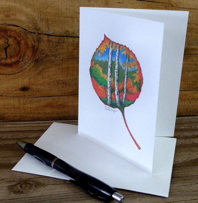 Aspen Leaf Note Cards, Blank Inside, Boxed Set of Six, Gift Set ...
