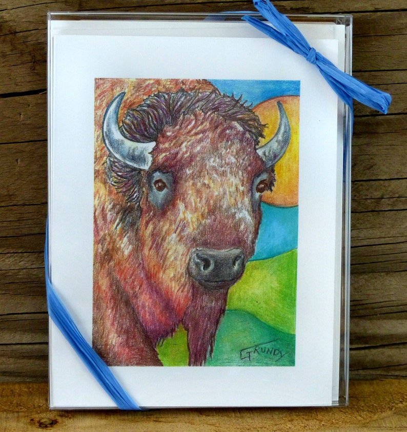 Bison Note Cards, Blank Inside, Boxed Set, Gift Set, Buffalo Lover ...
