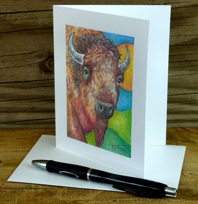 Bison Note Cards, Blank Inside, Boxed Set, Gift Set, Buffalo Lover ...