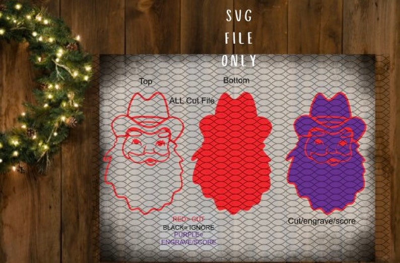 Western Santa Christmas Cutout SVG Digital Download Laser Cute File - Etsy