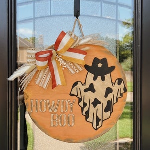 Howdy Boo Ghost Western Wall Decor 18 Round Welcome Door Wreath Porch ...