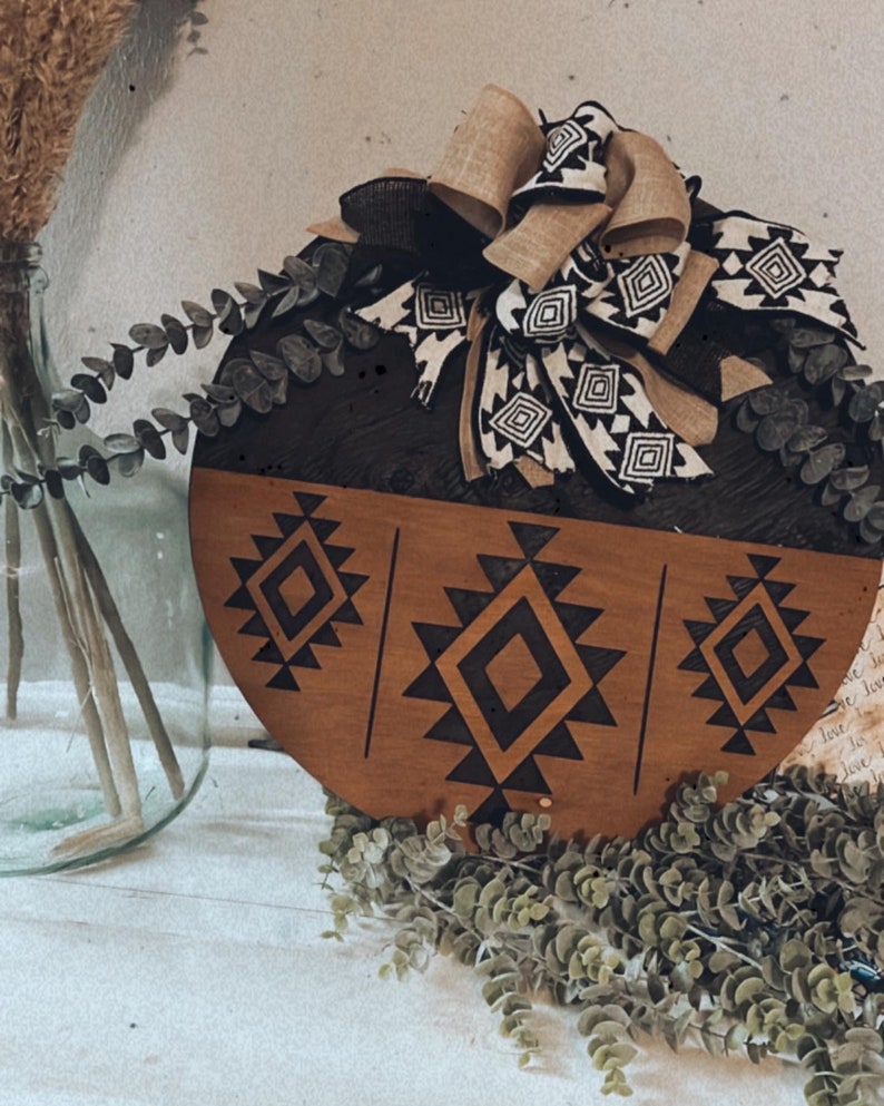 Aztec Wall Decor 18 Round Aztec Welcome Door Wreath Porch - Etsy