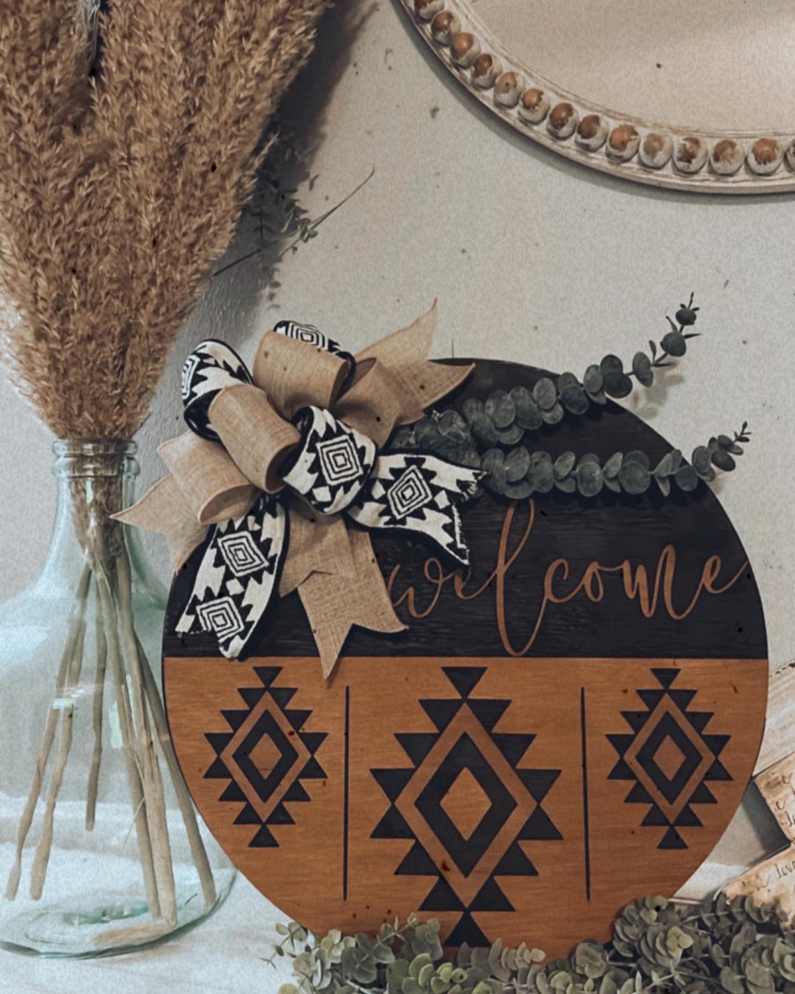 Aztec Wall Decor 18 Round Aztec Welcome Door Wreath Porch - Etsy