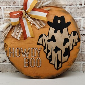 Howdy Boo Western Ghost Wall Decor 18 Round Welcome Door - Etsy