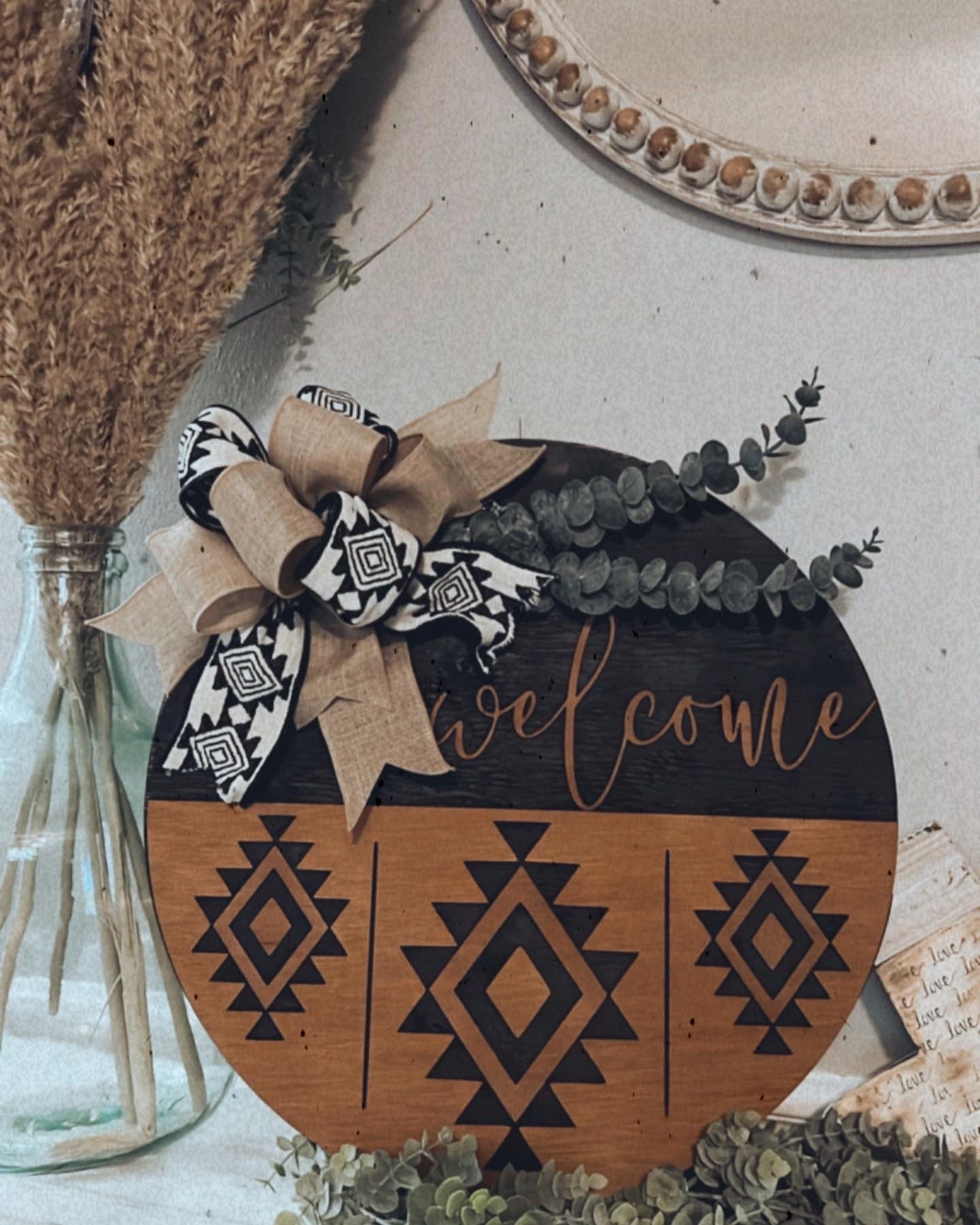 Aztec Wall Decor 18 Round Aztec Welcome Door Wreath Porch - Etsy