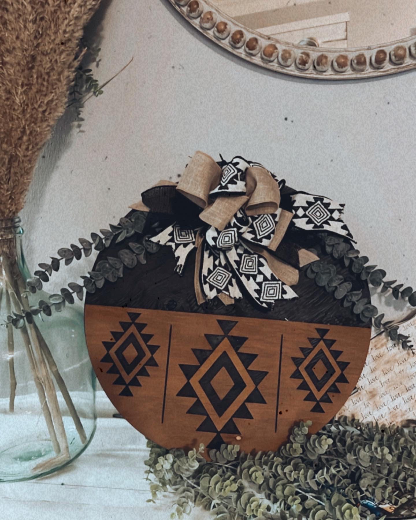 Aztec Wall Decor 18 Round Aztec Welcome Door Wreath Porch - Etsy