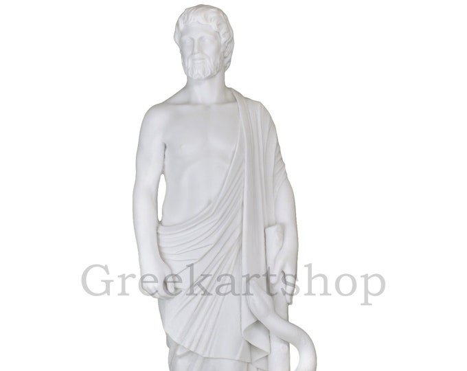 Asclepius Greek God of Medicine & Physicians Large Cast Marble Statue ...