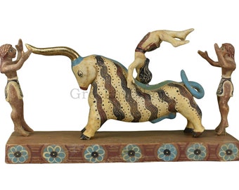 Greek Minoan Bull Leaping Bronze Statue, Crete Museum Replica Metal ...