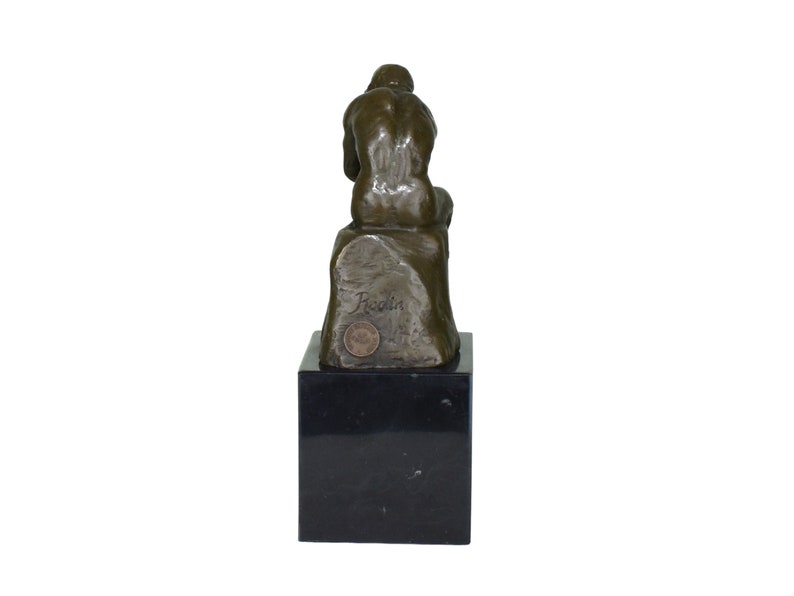 The Thinker Rodin Real Bronze Metal Art Sculpture Statue Marble Base ...