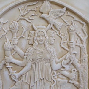 Hecate Triple Goddess of Magic Night Moon Ghosts Greek Relief Plaque ...